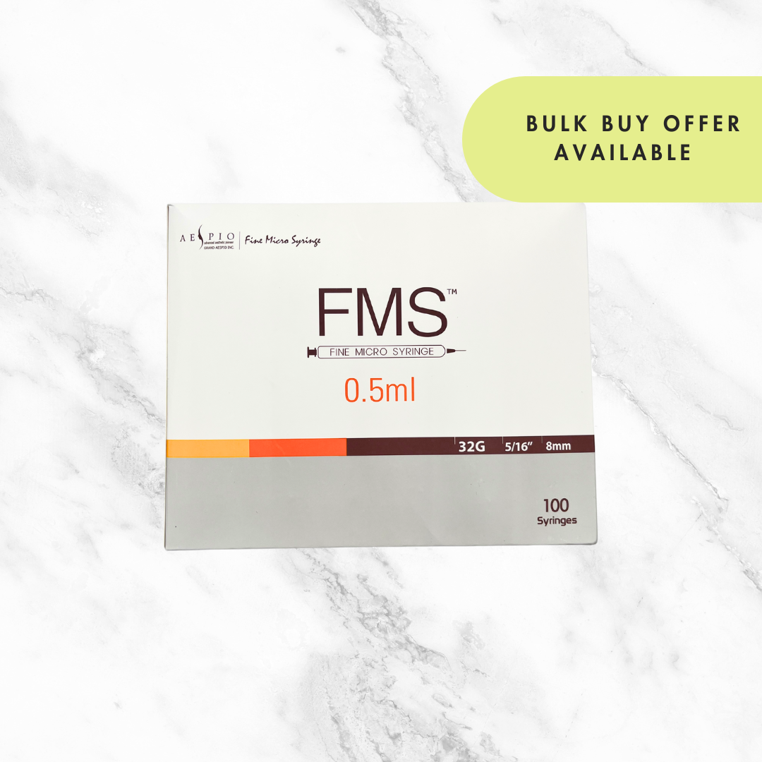 FMS 32G Fine Micro Syringe 32G 8mm 0.5ml - Pk 100 | Ultra-Thin, High ...